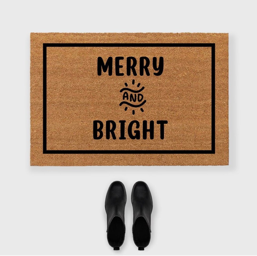Merry and Bright Doormat,merry and Bright Door Mat,merry Doormat,merry ...