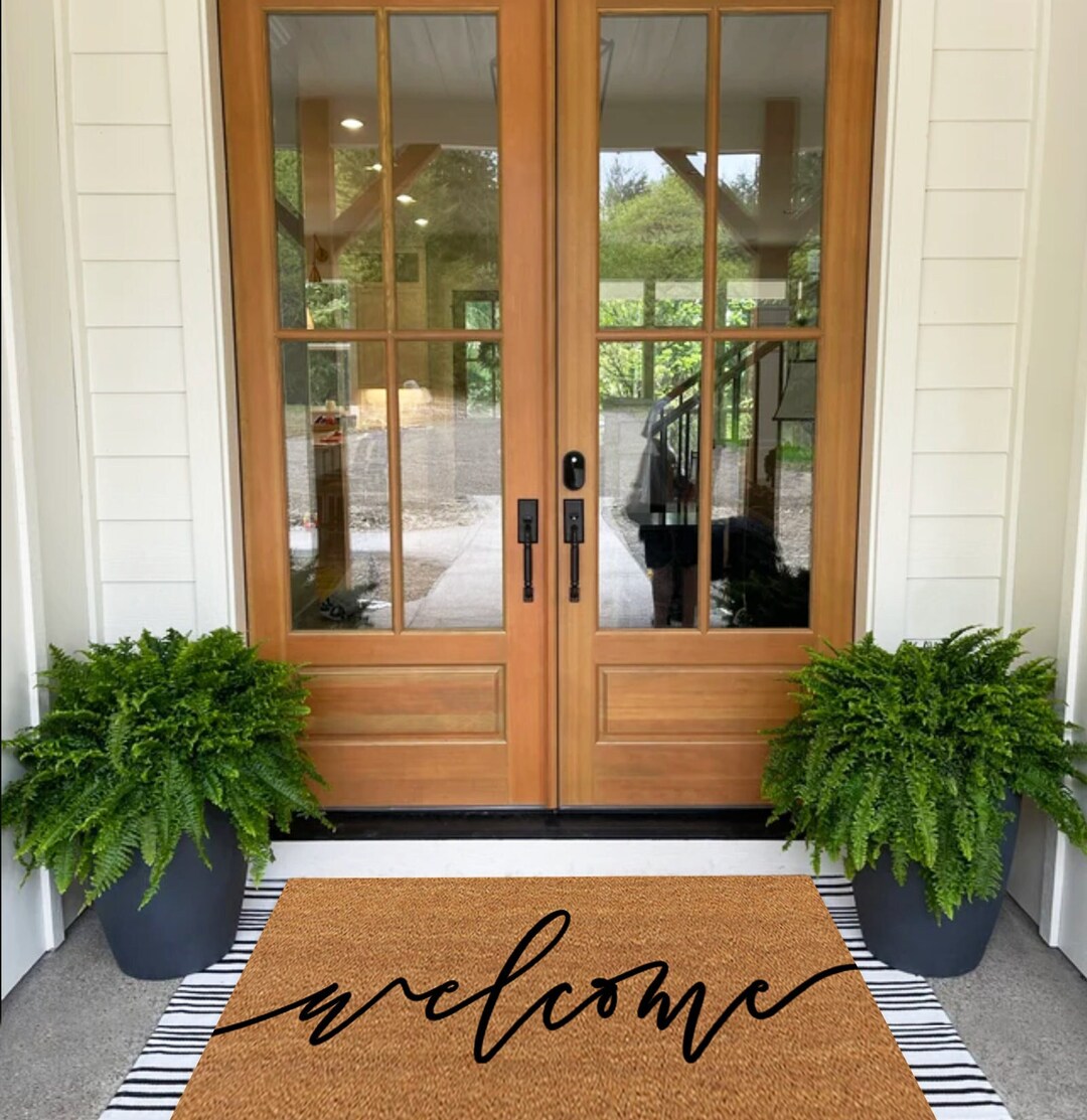 Welcome Script Doormat,custom Flocked Coir Outdoor Welcome Mat ...