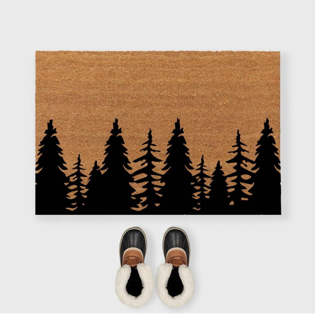 Treeline Doormat,tree Silhouette Doormat,pine Tree Doormat,forest Tree ...
