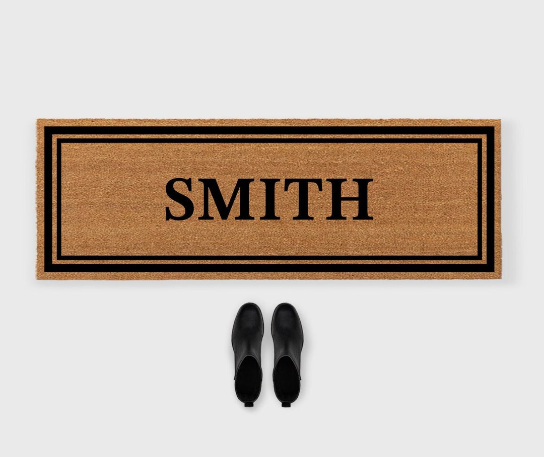Monogrammed Coir Border Door Mat,custom Last Name Doormat,monogram ...