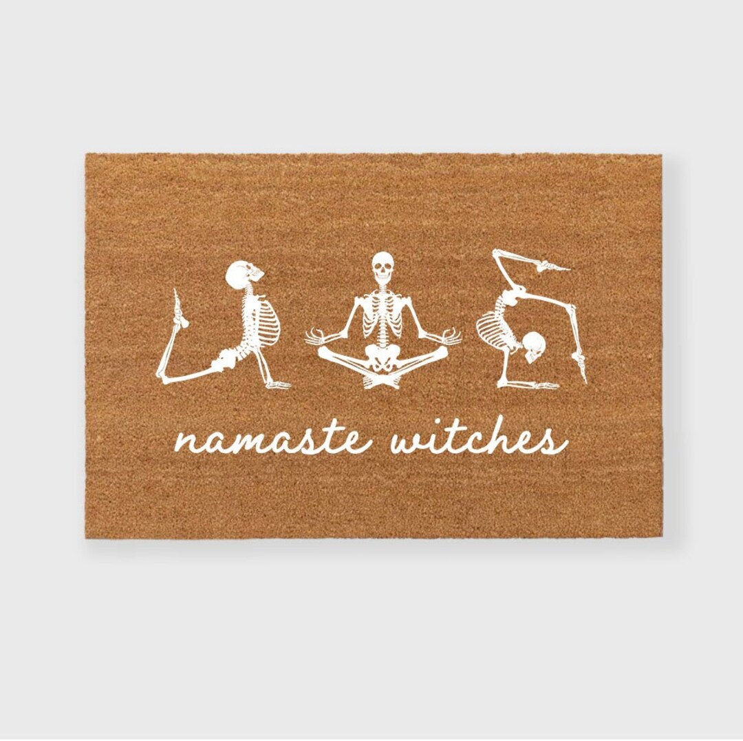 Yoga Skeleton Doormat,namaste Witches Doormat,dancing Skeletons Doormat ...
