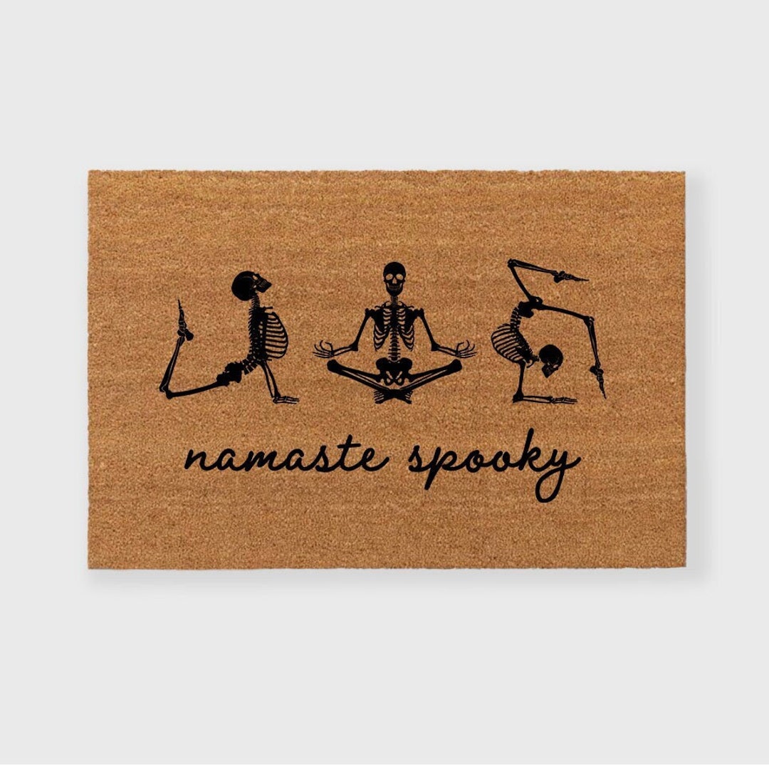 Yoga Skeleton Doormat,namaste Witches Doormat,dancing Skeletons Doormat ...