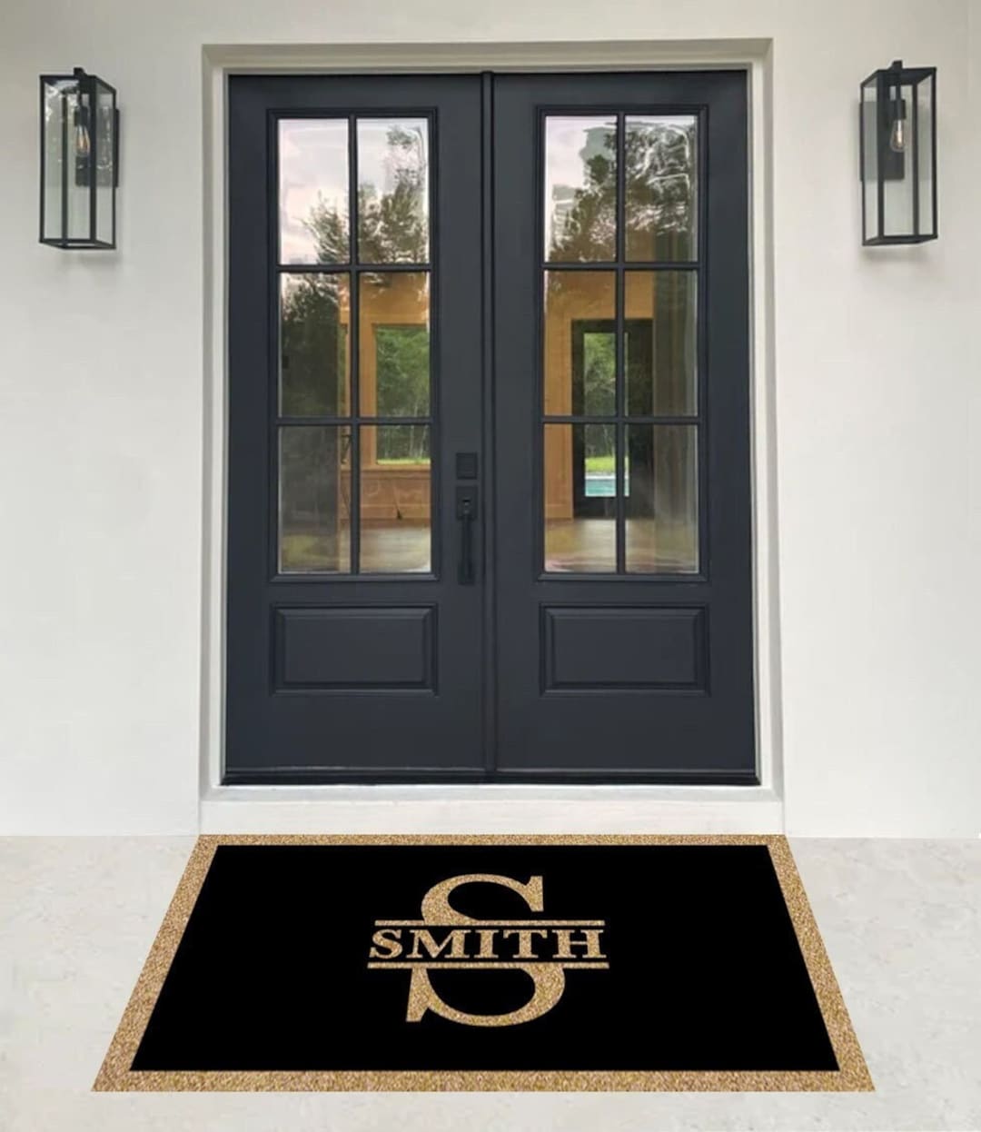 WATERPROOF All Weather Synthetic Coir Double Border Doormat,frame ...
