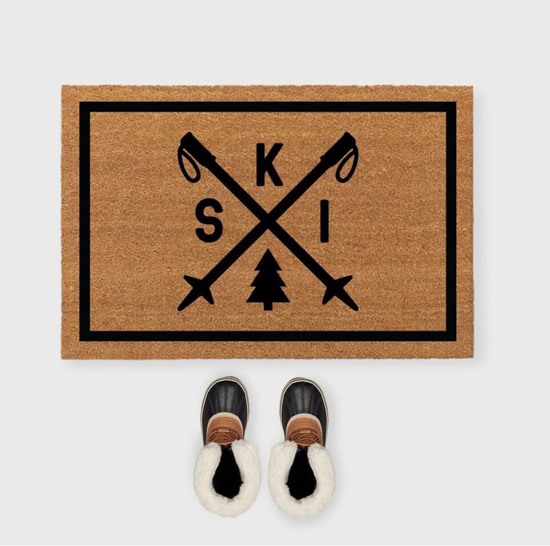 Ski Doormat,personalized Apres Ski Doormat,crossed Skis Personalized ...