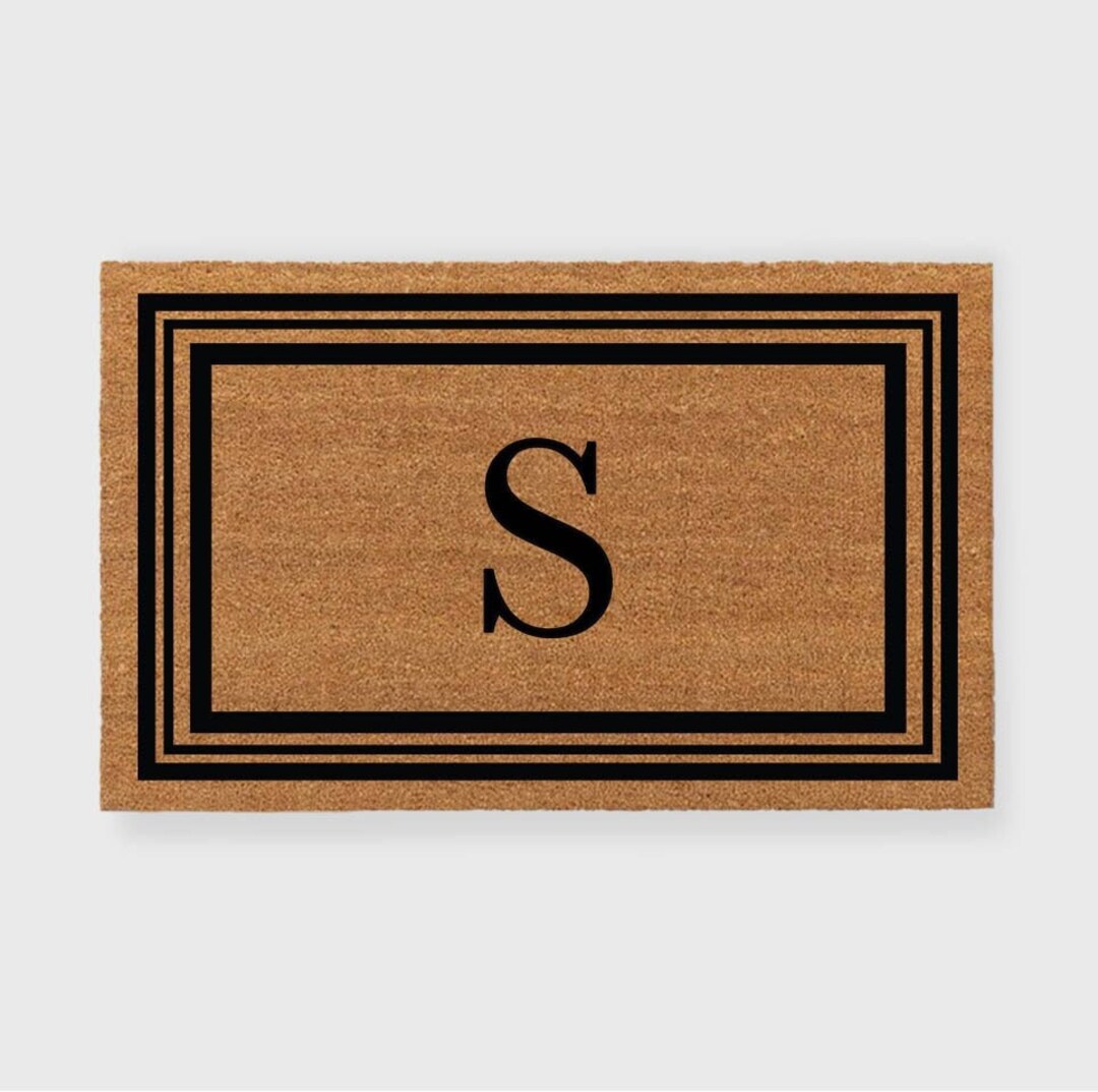 Monogrammed Coir Border Door Mat,monogram Border Personalized Doormat ...