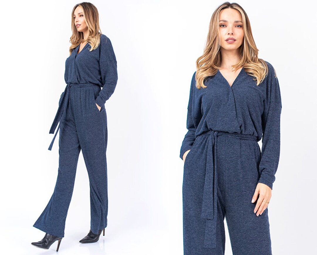 Wrap Knitted Women Jumpsuit Warm Comfortable Jumpsuit - Etsy