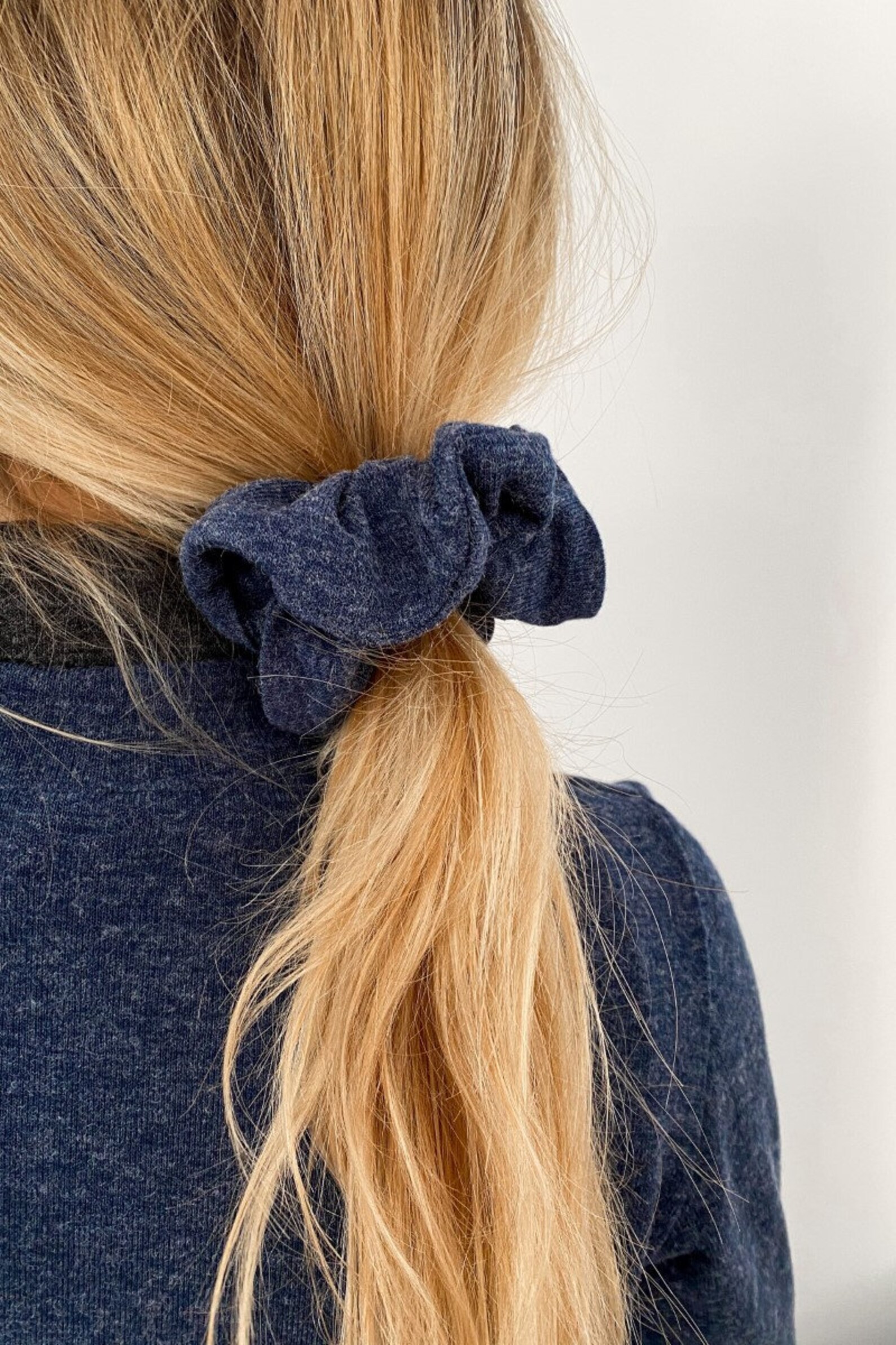 Blue Ponytail Knitted Scrunchie, Bun Scrunchie, Blue Knit Hair Chouchou ...