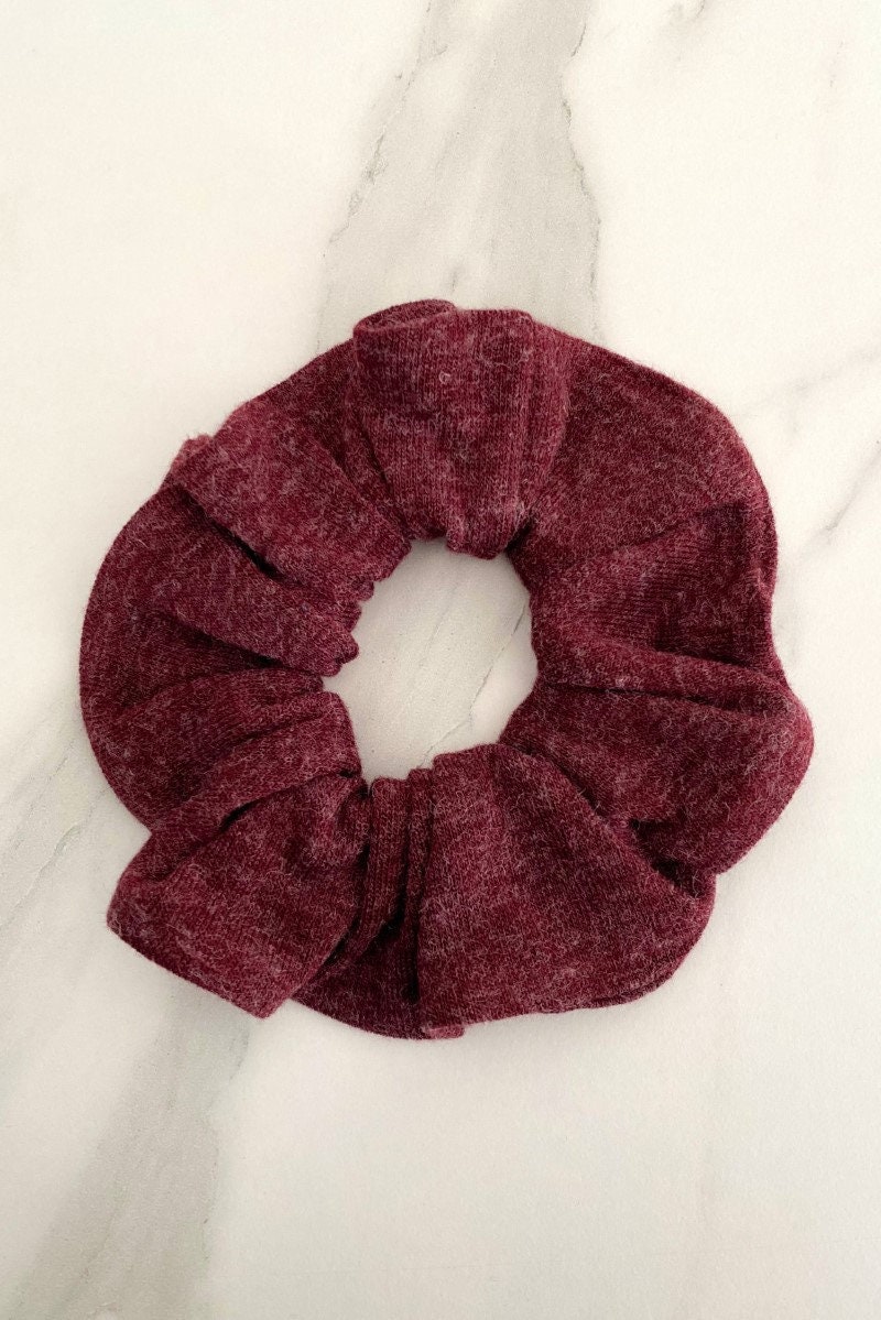 Wine Red Hair Scrunchie, Oversized Scrunchie, Chouchou Hair Accessories ...