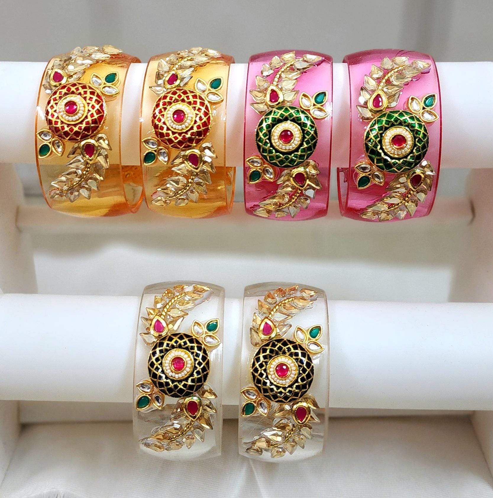 Gorgeous Broad Bangles Stack/indian Wedding Bangles With Kundan Stone ...