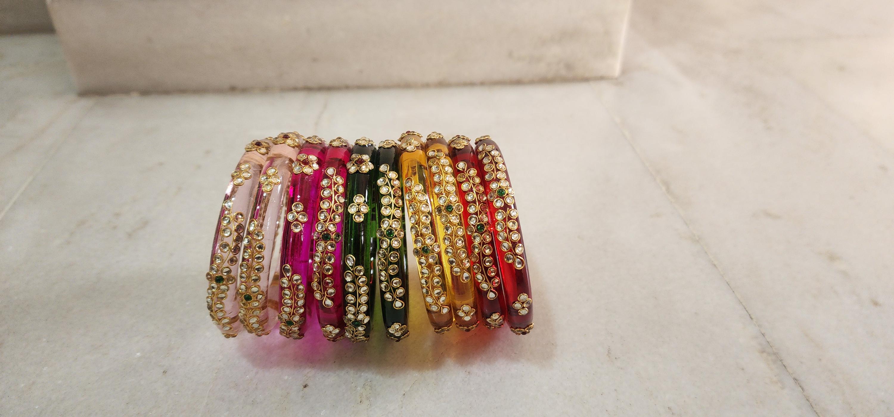 Gorgeous Glass Bangles/indian Wedding Glass Bangles With Stone Work ...