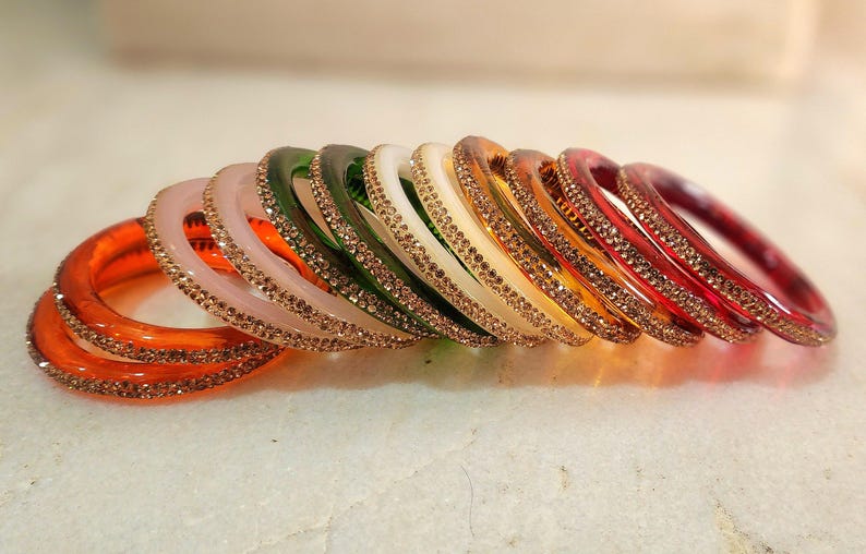 Gorgeous Glass Bangles/indian Wedding Glass Bangles With Stone Work ...