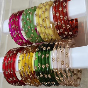 Gorgeous Glass Bangles/indian Wedding Glass Bangles With Stone Work ...