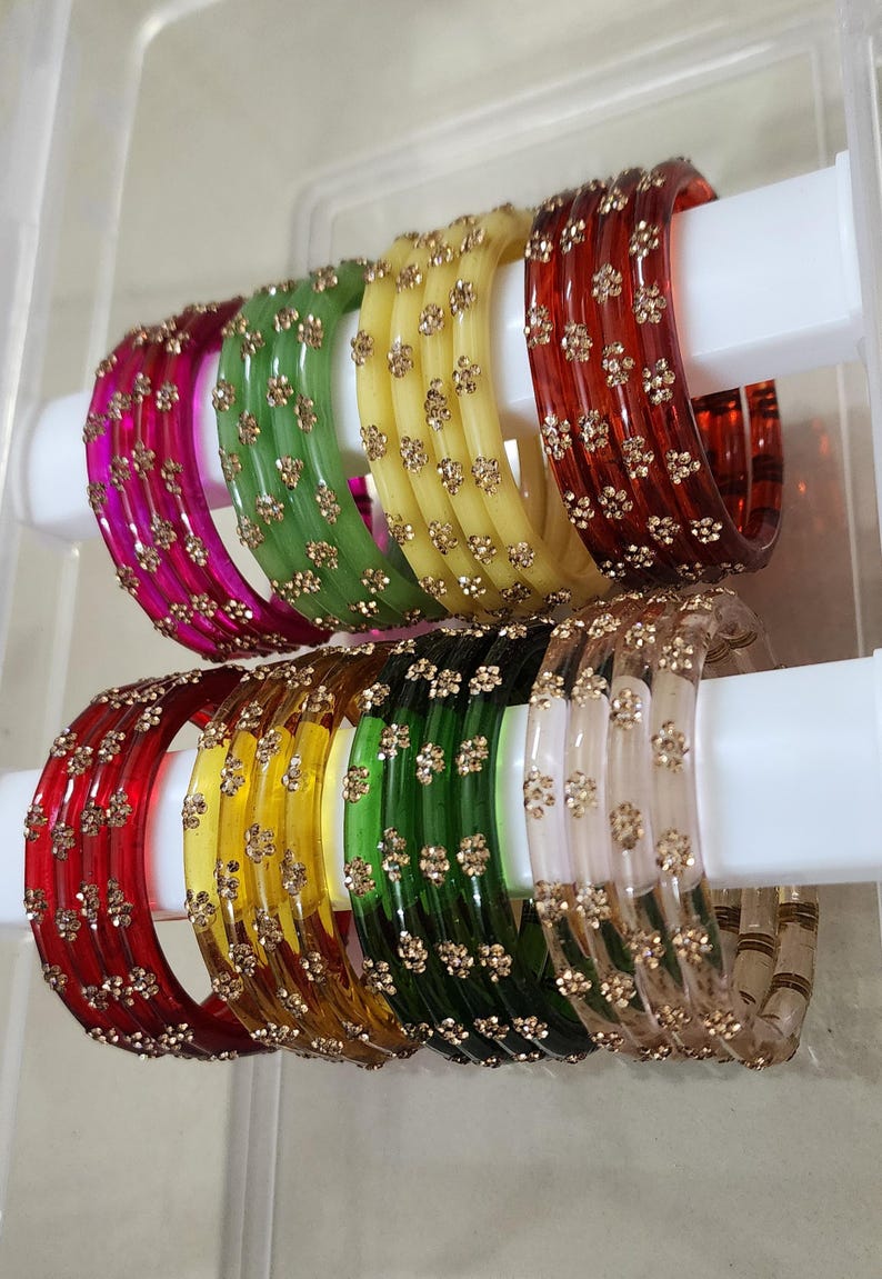 Gorgeous Glass Bangles/indian Wedding Glass Bangles With Stone Work ...