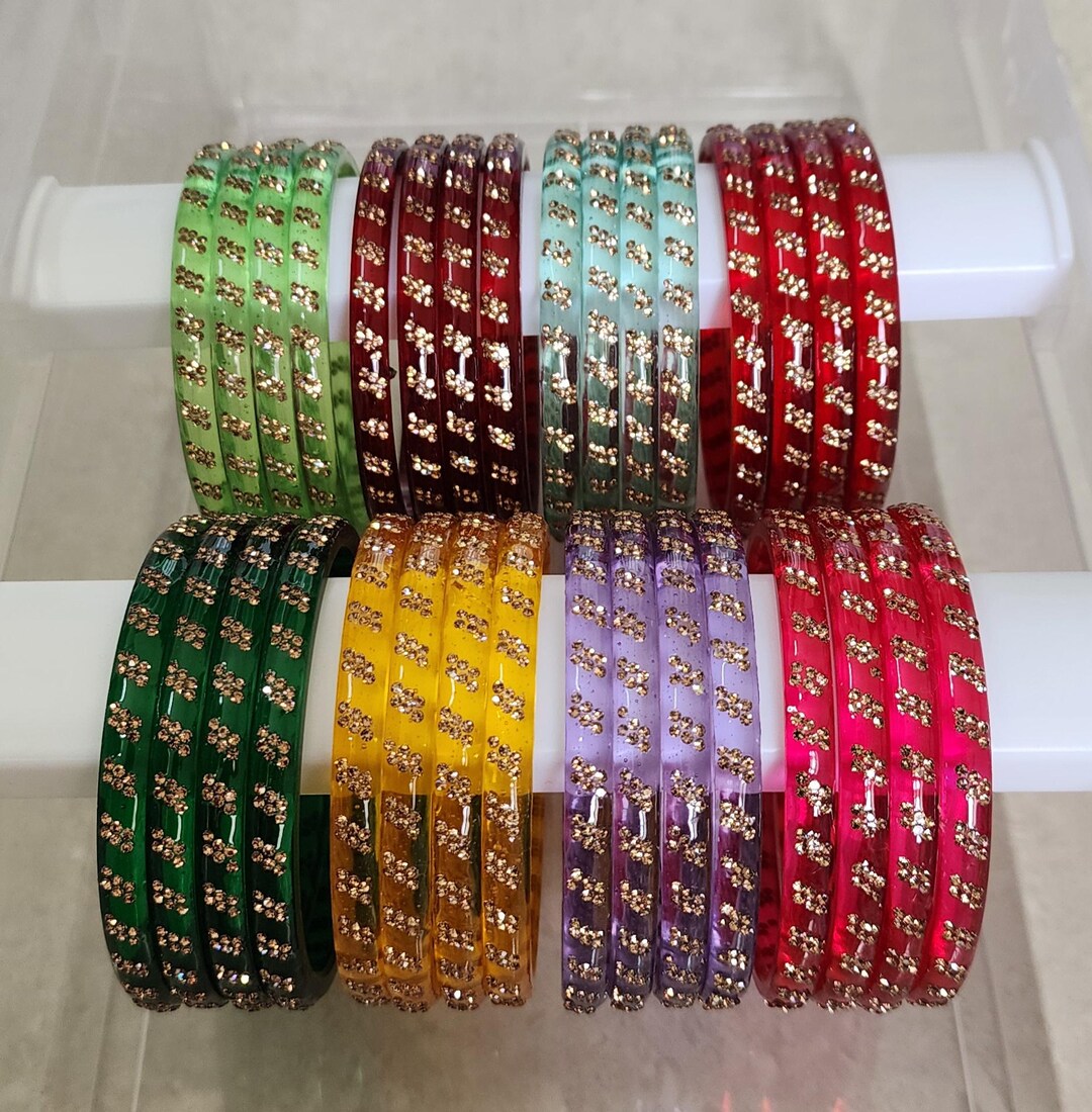Gorgeous Seep Bangles/indian Wedding Acrylic Bangles With Stone Work ...