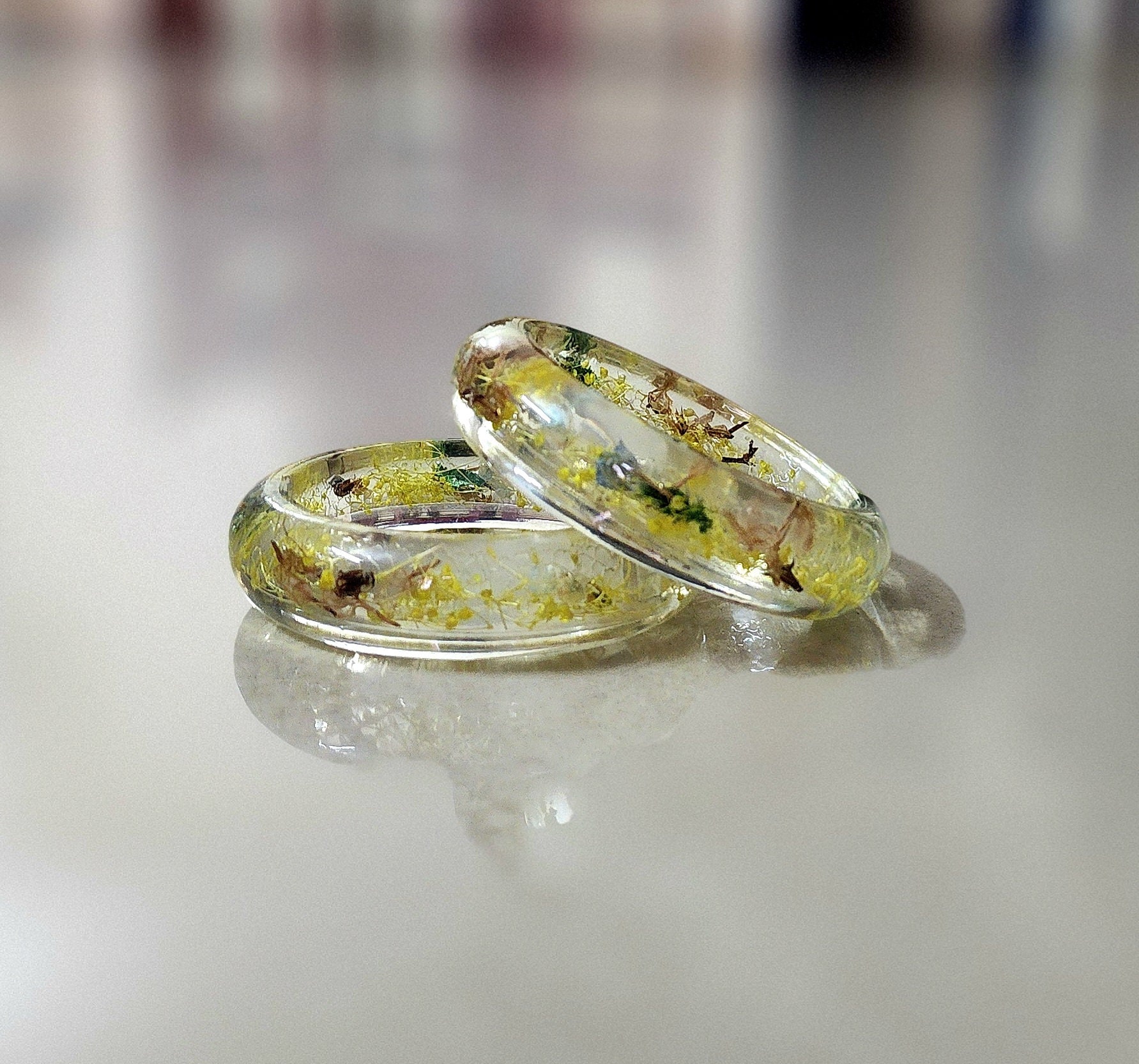 Pressed Flowers Bangle Bracelet - Real Wildflowers Resin Bracelet ...