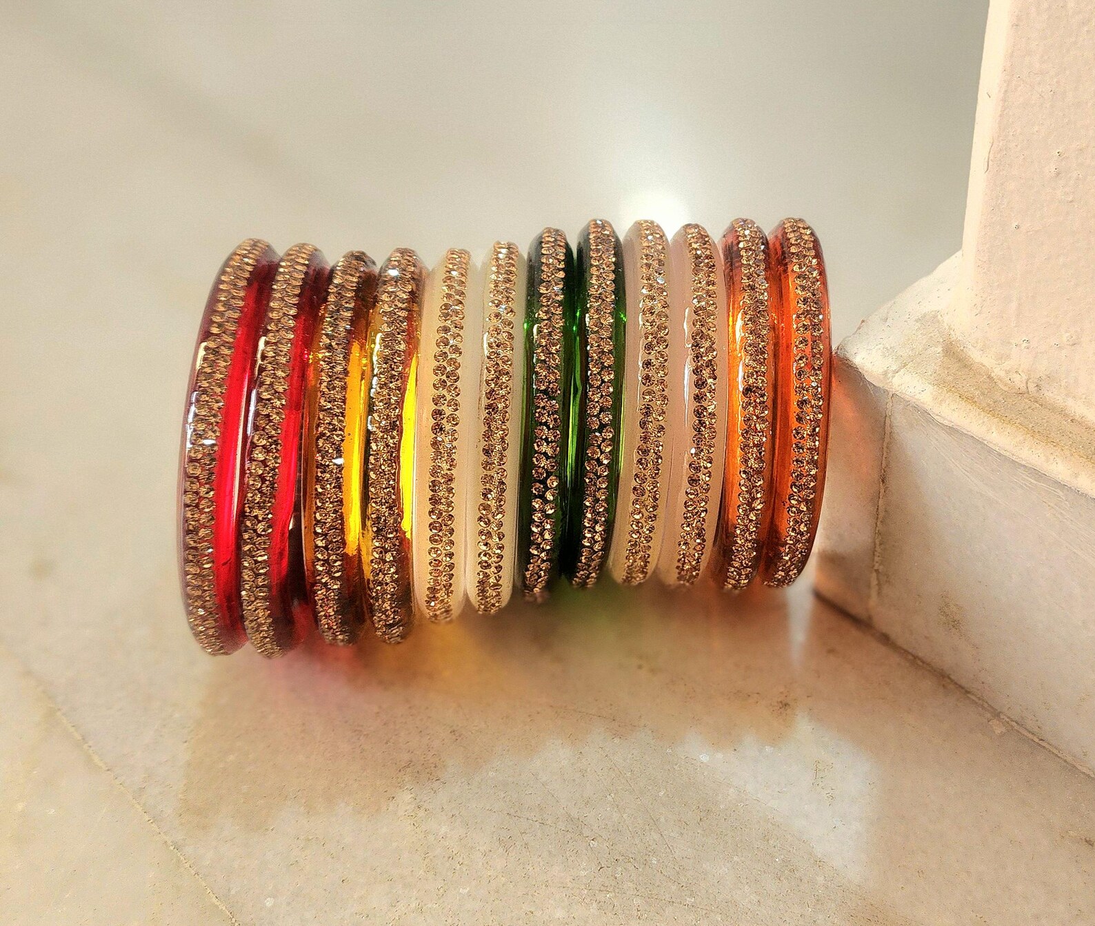 Gorgeous Glass Bangles/indian Wedding Glass Bangles With Stone Work ...