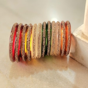 Gorgeous Glass Bangles/indian Wedding Glass Bangles With Stone Work ...