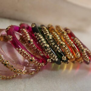 Gorgeous Glass Bangles/indian Wedding Glass Bangles With Stone Work ...