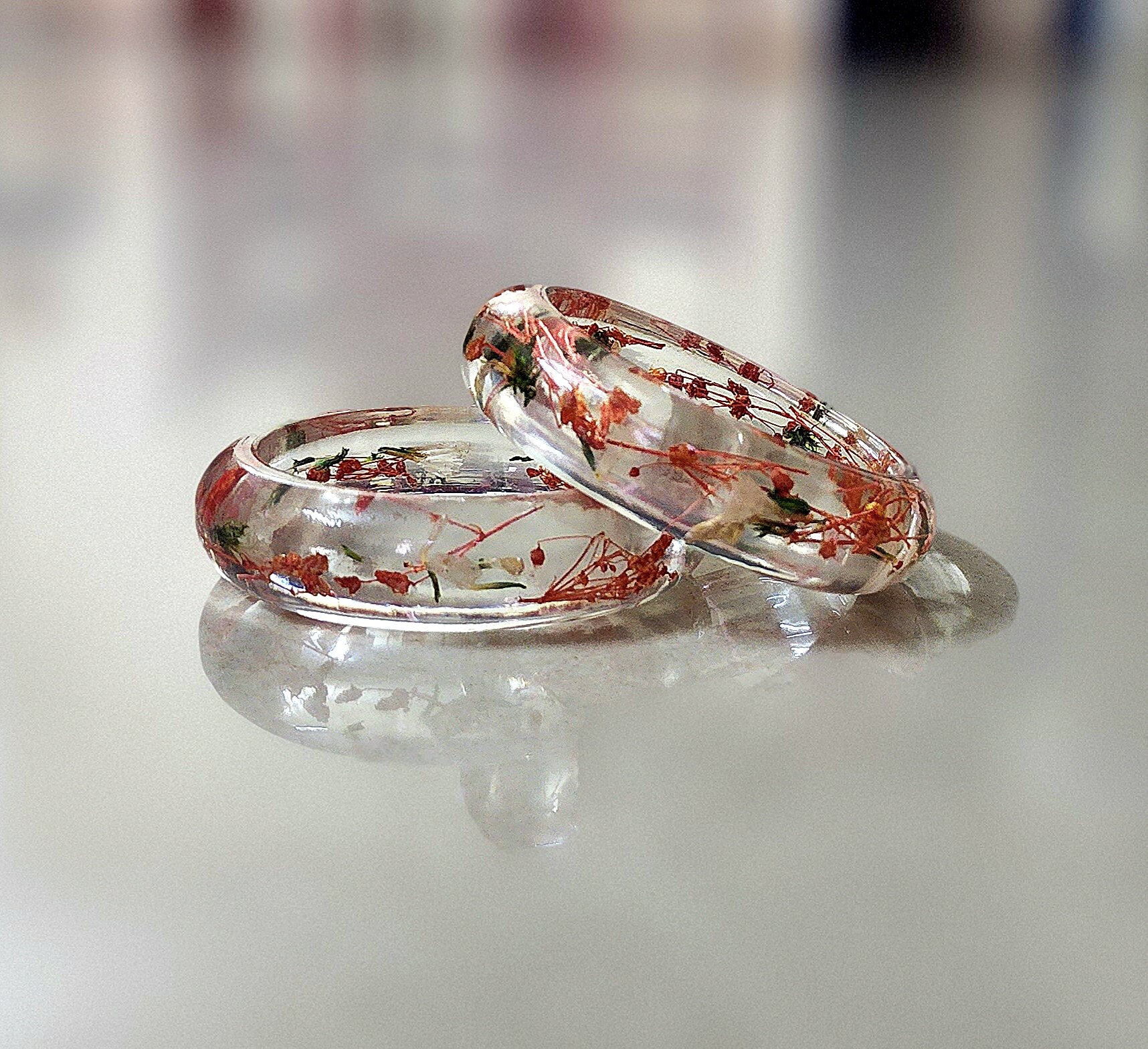 Pressed Flowers Bangle Bracelet - Real Wildflowers Resin Bracelet ...