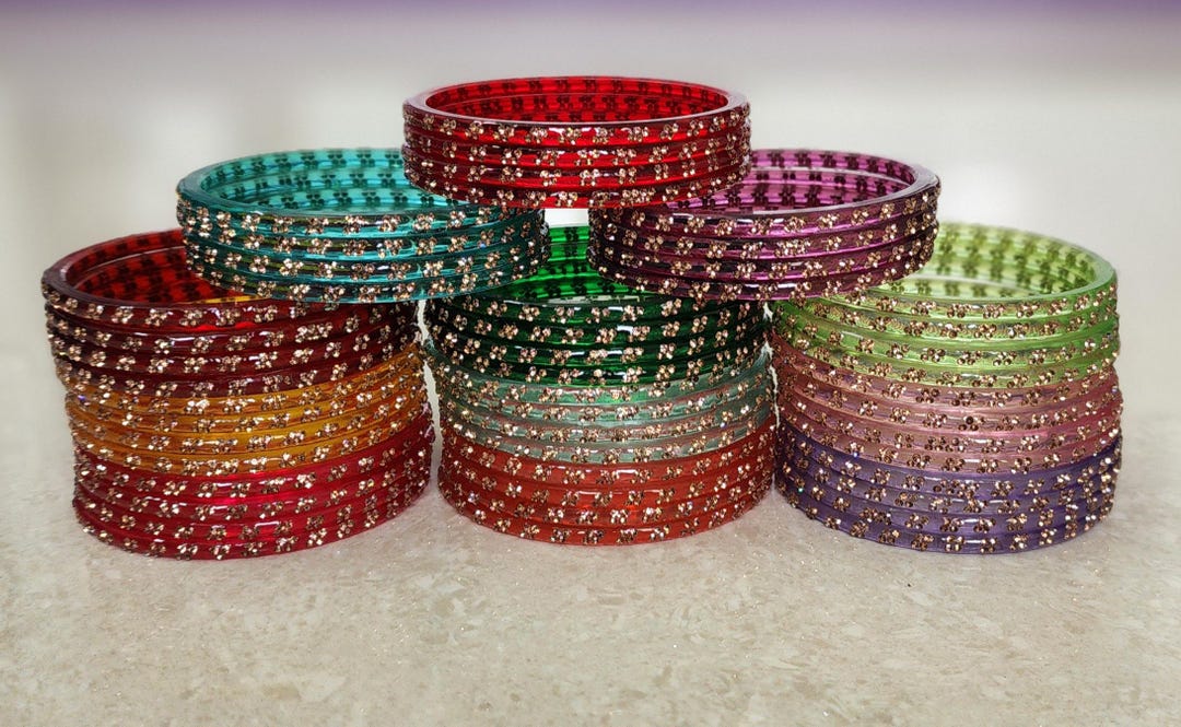 Gorgeous Seep Bangles/indian Wedding Acrylic Bangles With Stone Work ...