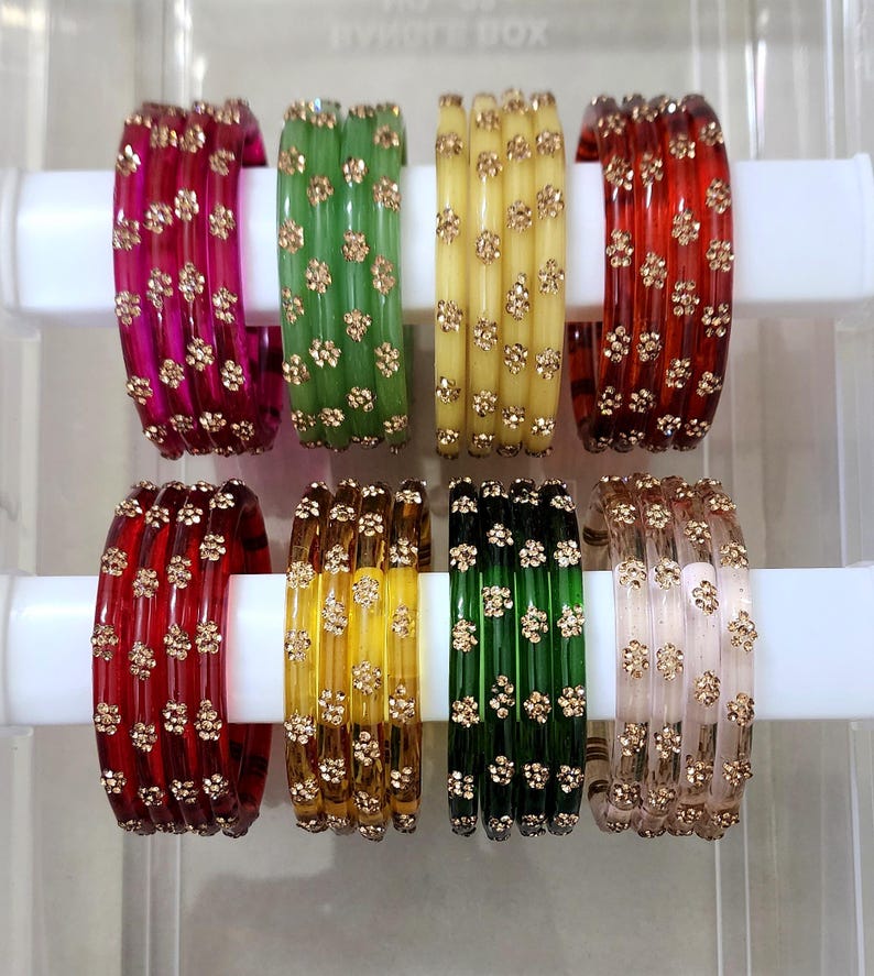 Gorgeous Glass Bangles/indian Wedding Glass Bangles With Stone Work ...