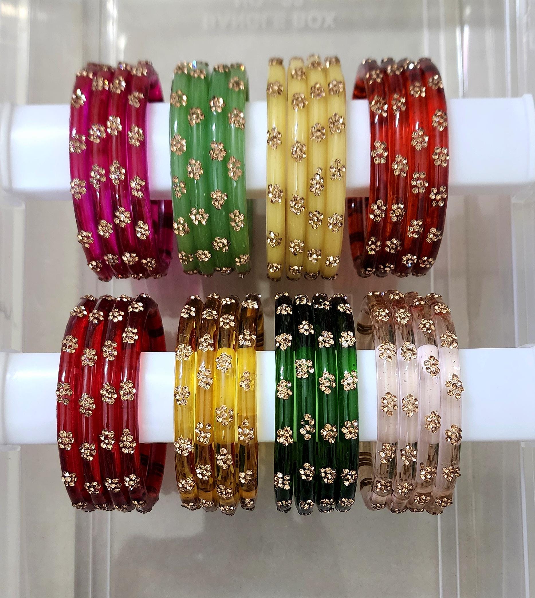 Gorgeous Glass Bangles/indian Wedding Glass Bangles With Stone Work ...