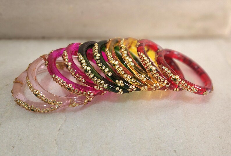 Gorgeous Glass Bangles/indian Wedding Glass Bangles With Stone Work ...