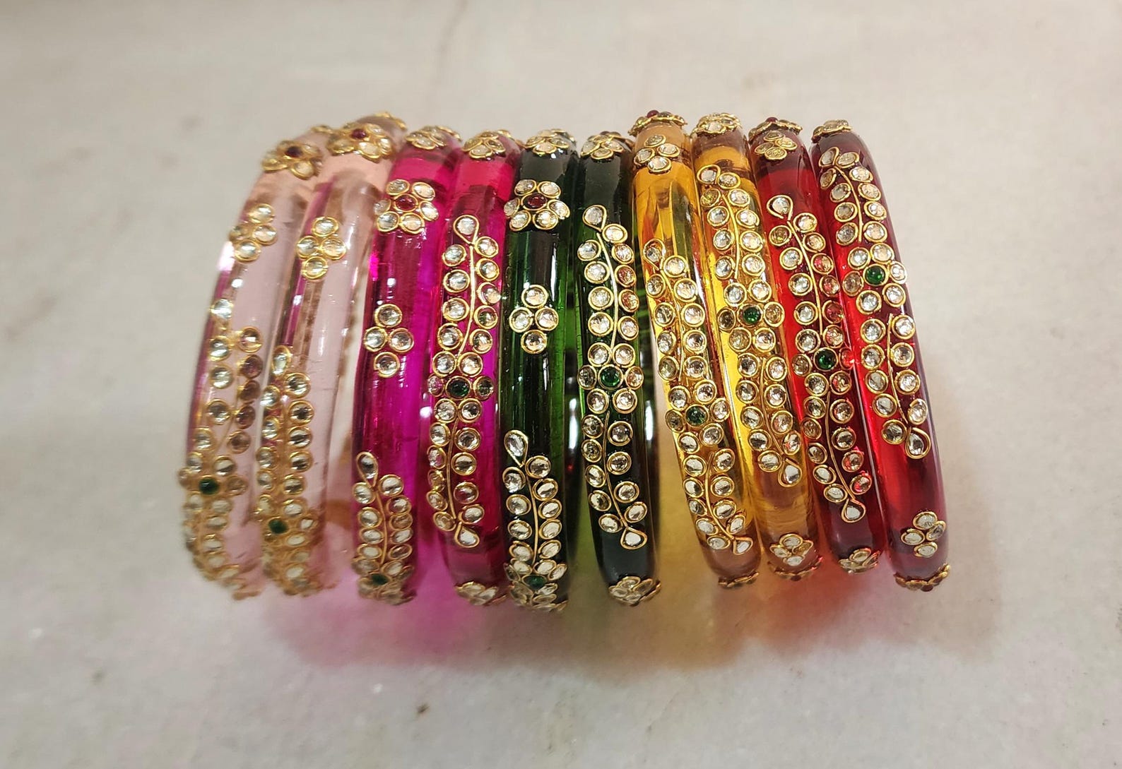 Gorgeous Glass Bangles/indian Wedding Glass Bangles With Stone Work ...