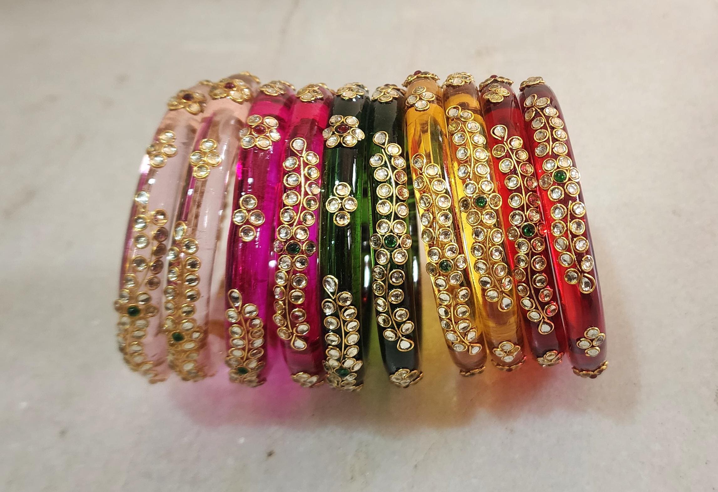 Gorgeous Glass Bangles/indian Wedding Glass Bangles With Stone Work ...