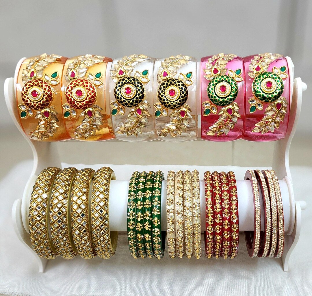 Gorgeous Broad Bangles Stack/indian Wedding Bangles With Kundan Stone ...