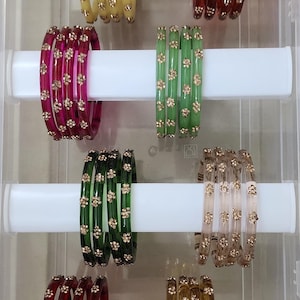 Gorgeous Glass Bangles/indian Wedding Glass Bangles With Stone Work ...