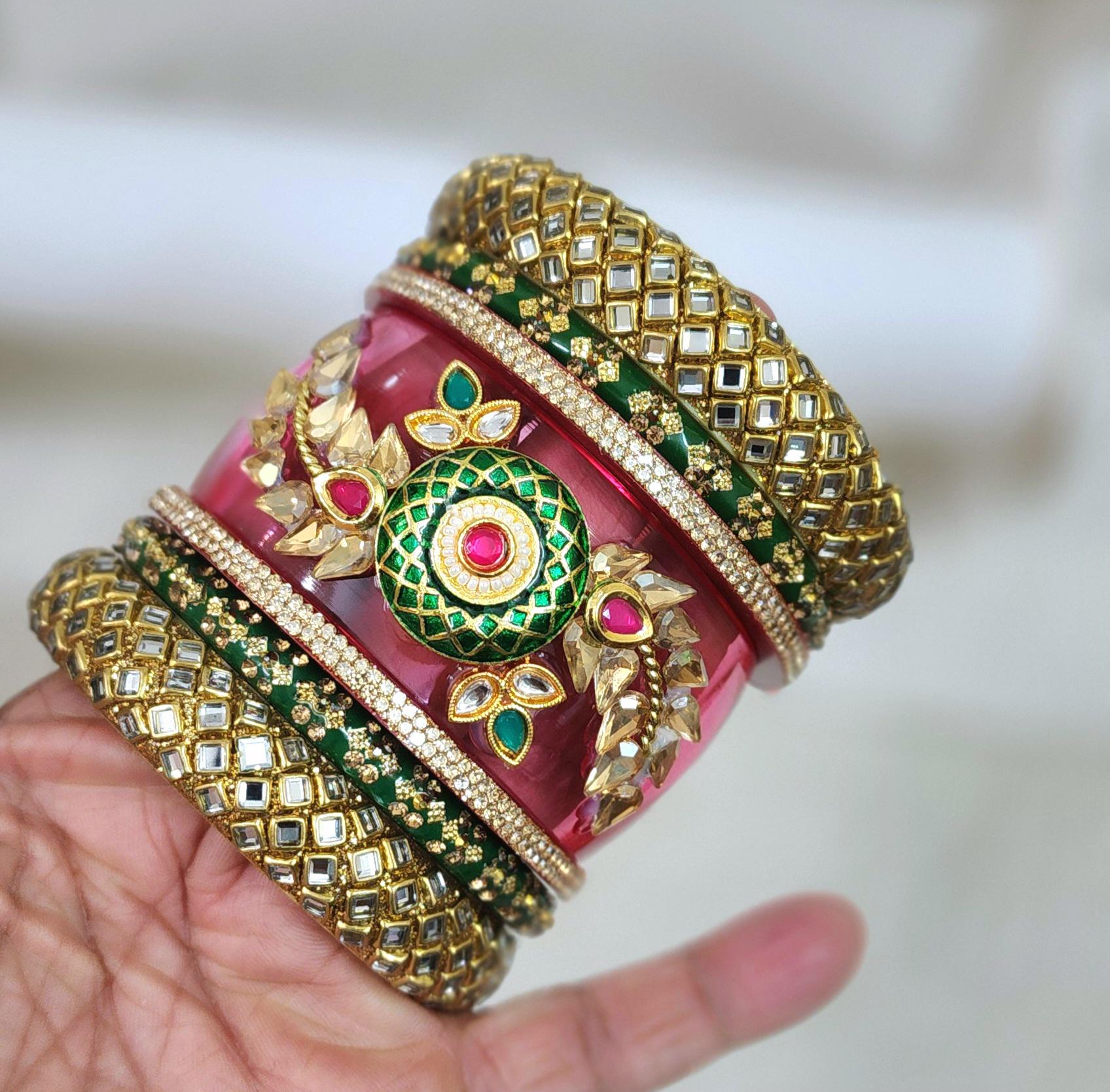 Gorgeous Broad Bangles Stack/indian Wedding Bangles With Kundan Stone ...