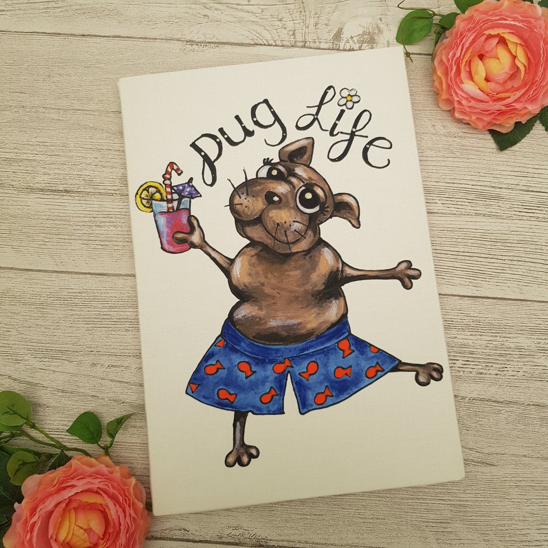 Pug Life Wooden Block Wall Art Pug Block Picture Block Wall Décor Pug ...