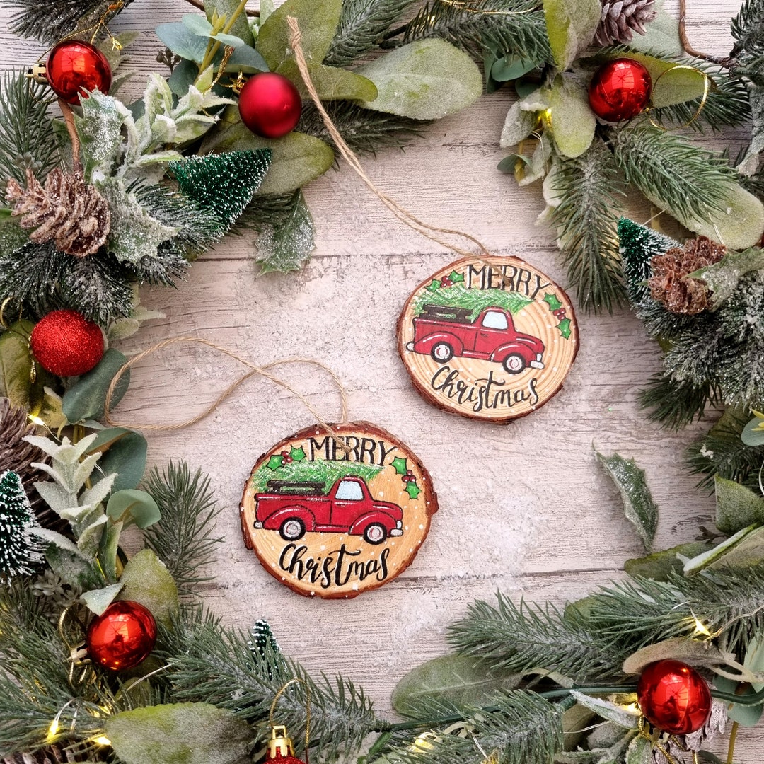 Merry Christmas Log Slice Hanging Decoration Christmas Wood Slice Xmas ...