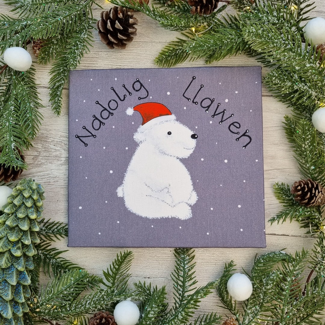 Nadolig Llawen / Welsh Christmas Sign / Polar Bear Christmas Sign ...