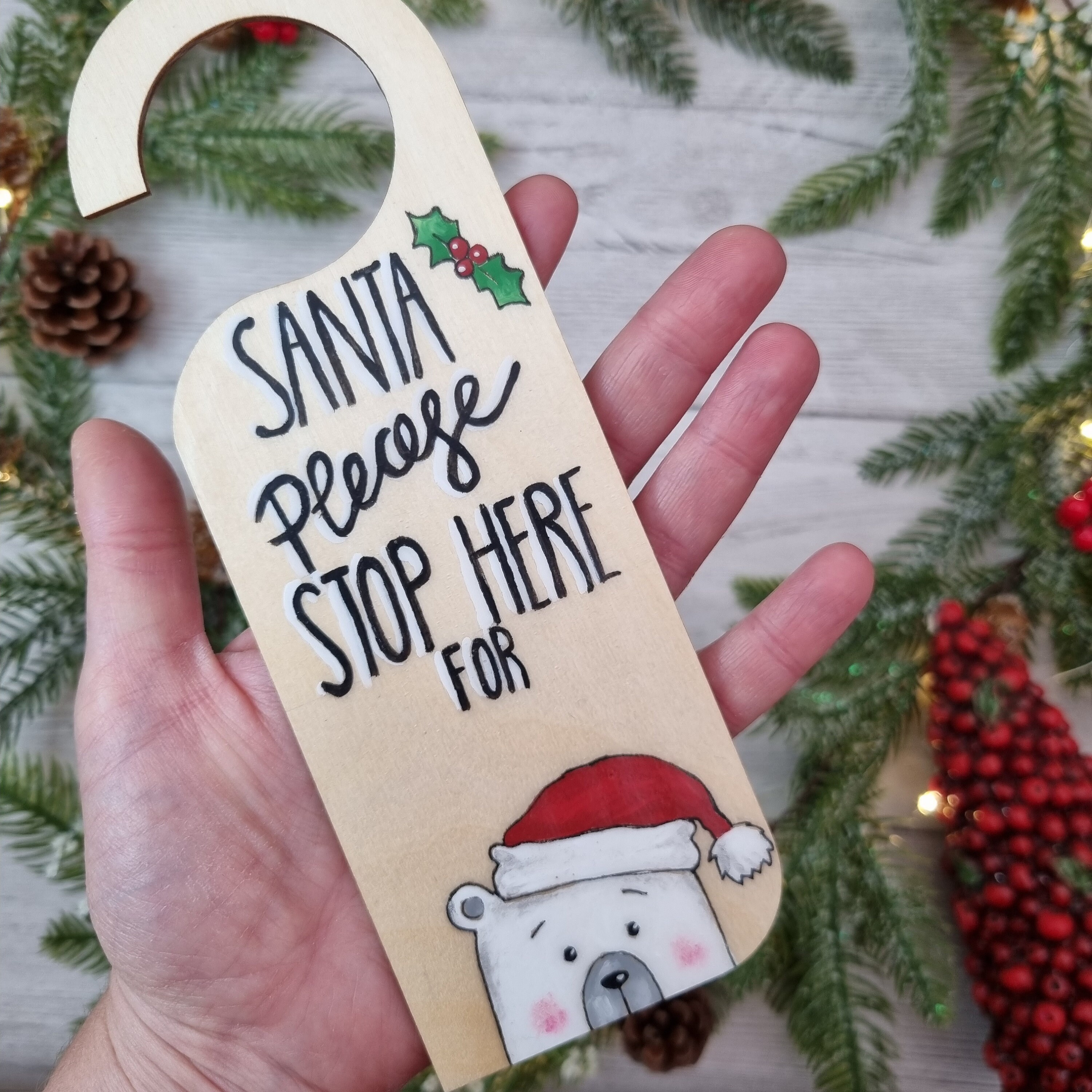 Santa Stop Here Personalised Wooden Door Hanger Christmas - Etsy
