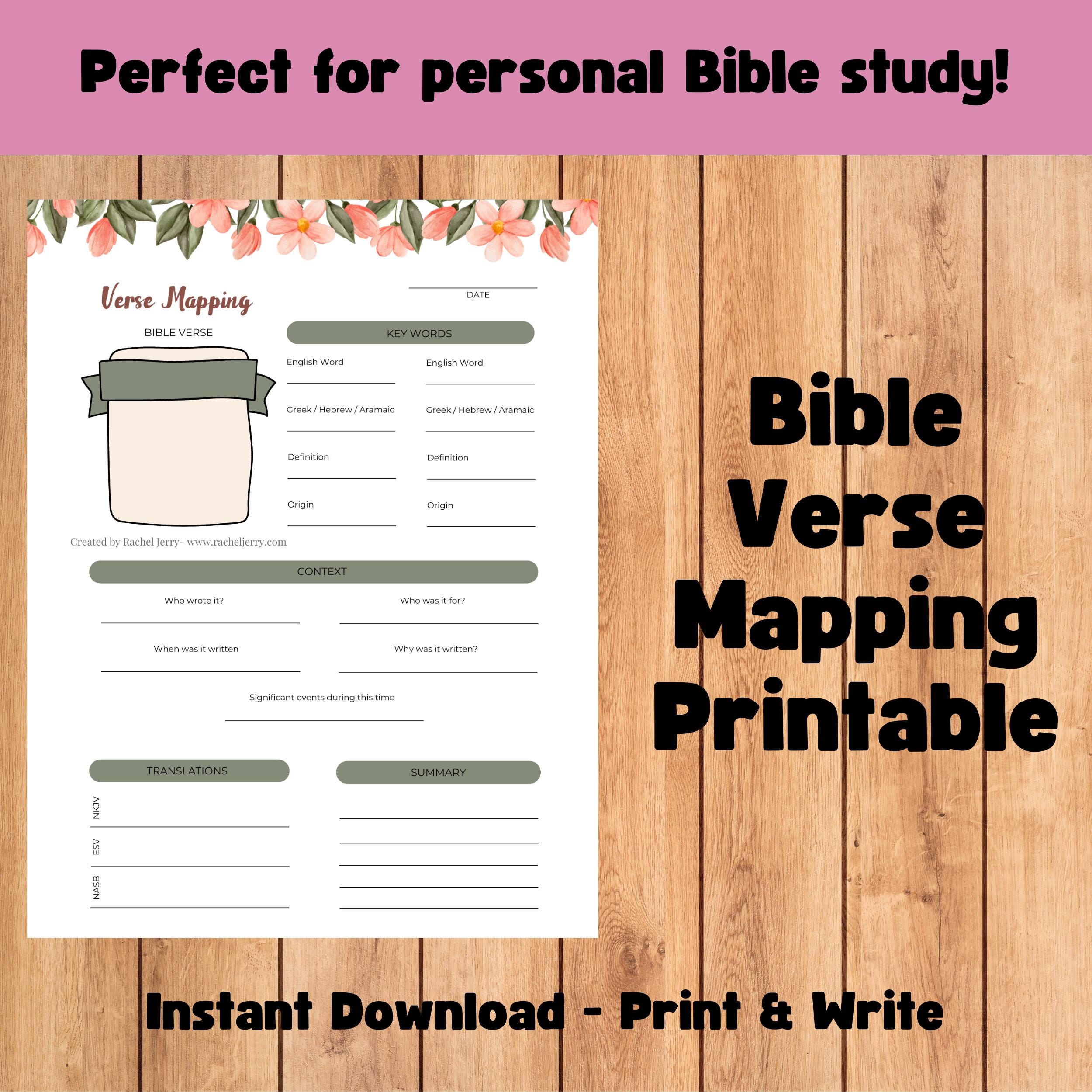 Printable Bible Verse Mapping Page - Detailed Study Worksheet for ...