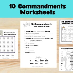 10 Commandments Activities and Worksheets, Printable Bible Lesson ...