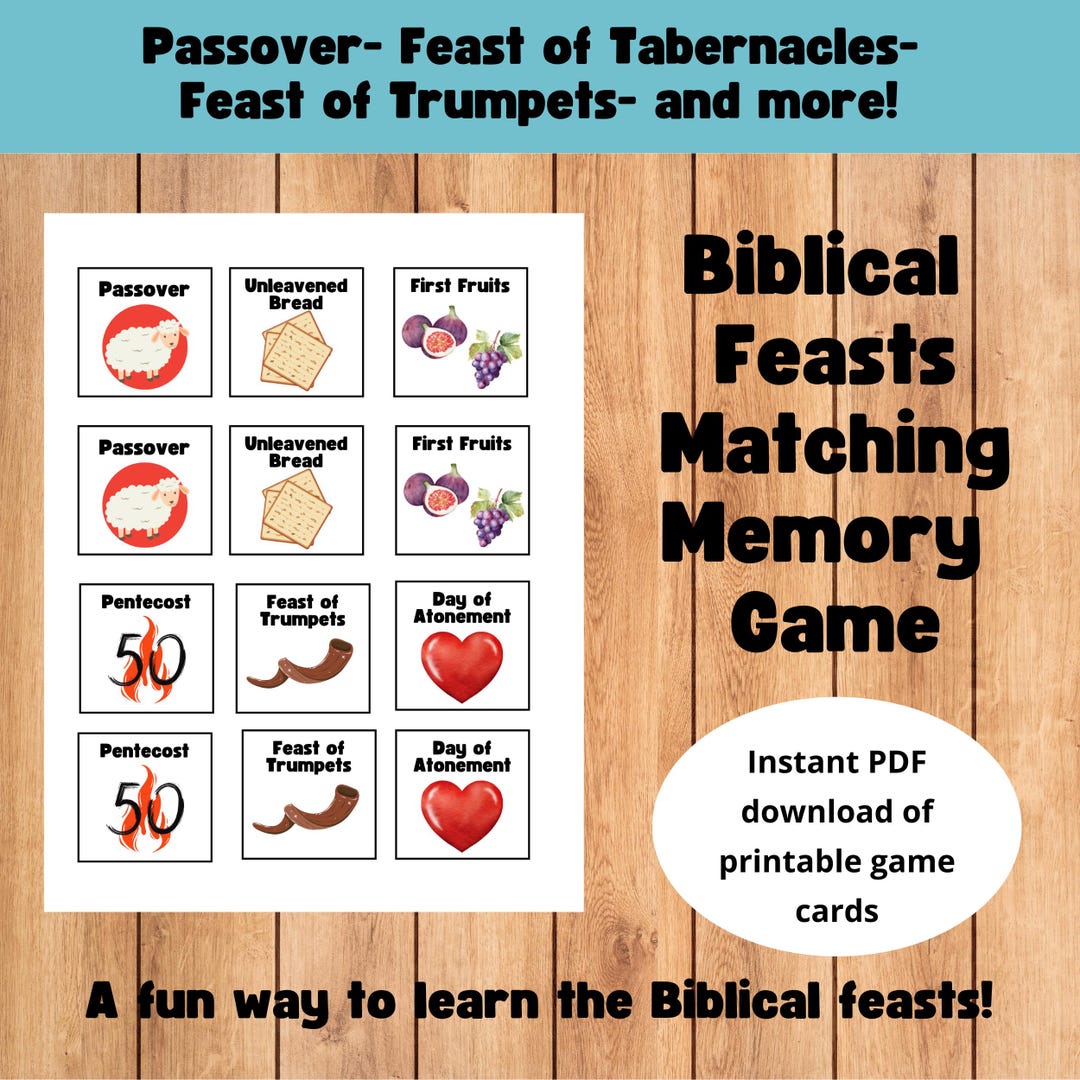 Printable Biblical Feasts Memory Matching Game for Children | Messianic ...