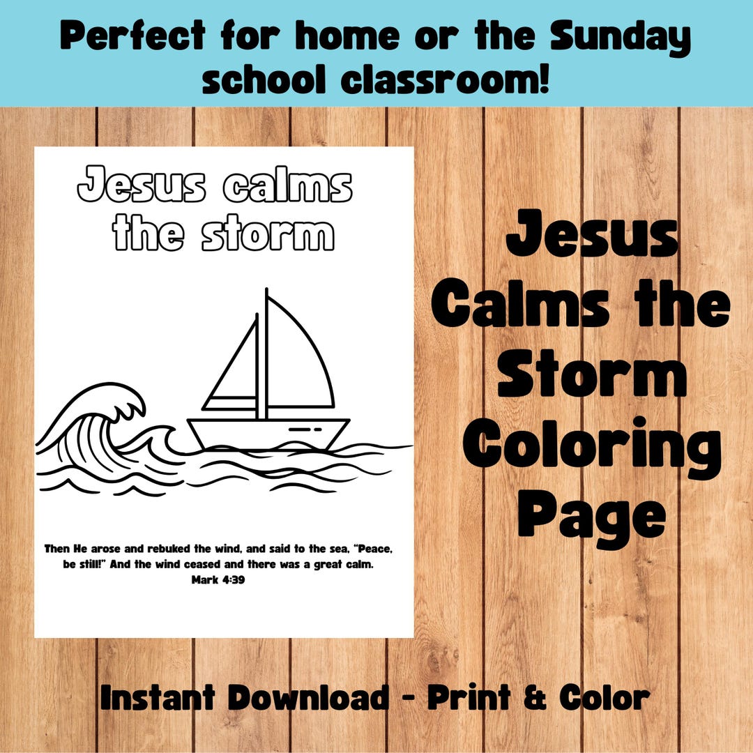 Jesus Calms the Storm Printable Bible Coloring Page | Sunday School ...
