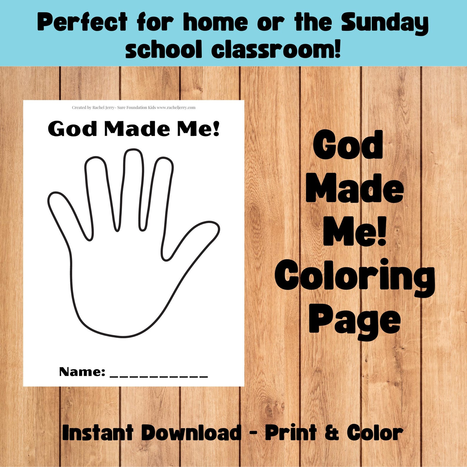 Christian 'god Made Me' Coloring Page - Printable 8.5x11 God's Creation ...