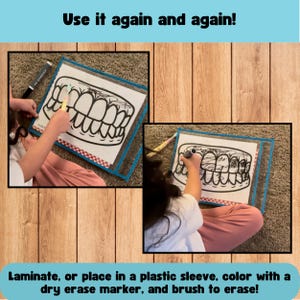 Printable Tooth Brushing Practice Sheet - Reusable Kids Dental Hygiene ...