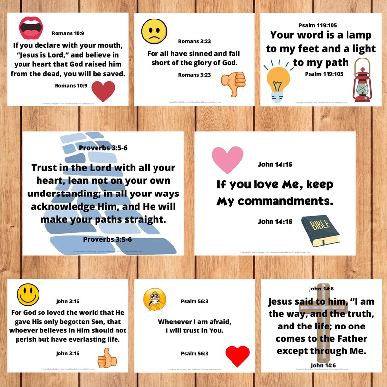 Bible Verse Scripture Memory Posters for Kids 8 Printable 8.5x11 Bible ...