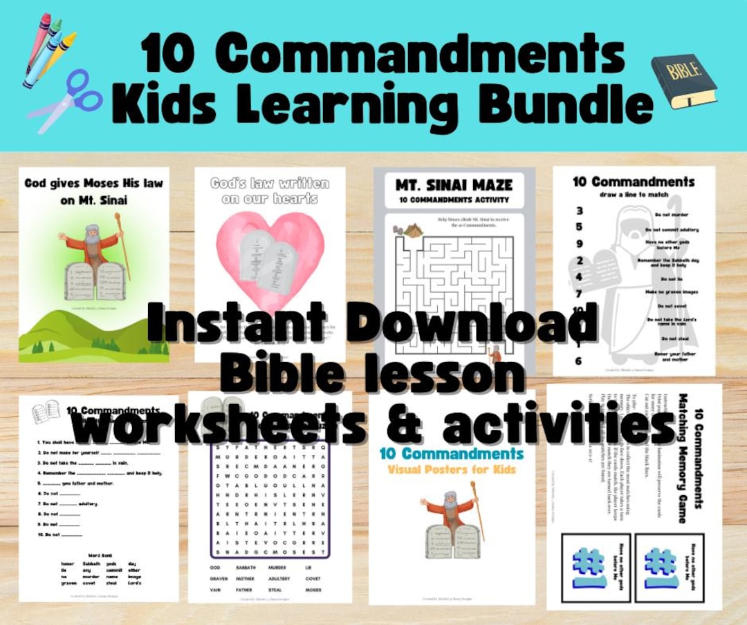 10 Commandments Activities and Worksheets, Printable Bible Lesson ...