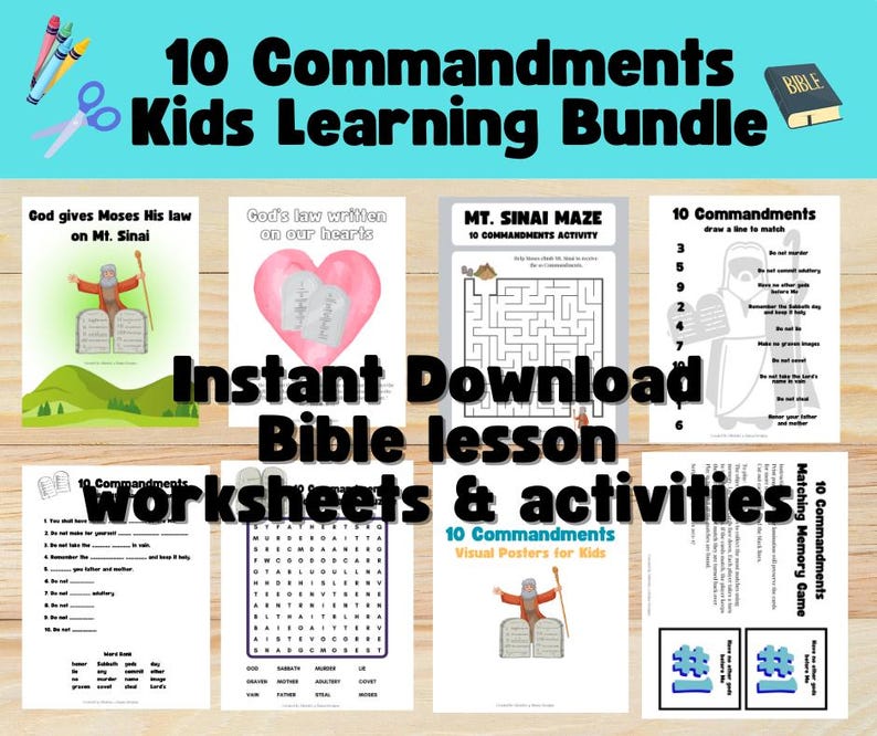 10 Commandments Activities and Worksheets, Printable Bible Lesson ...