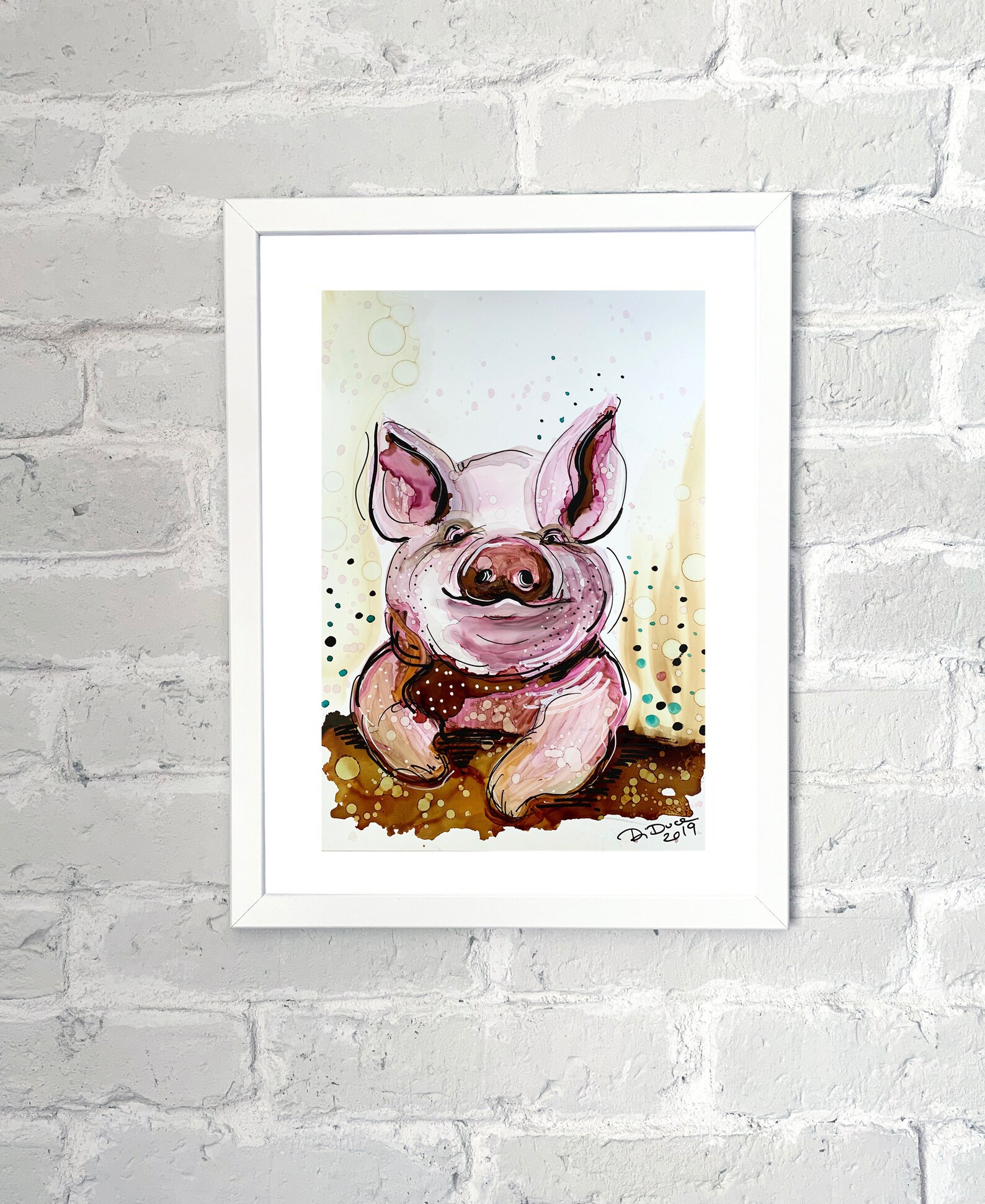 Smug Pig Alcohol Ink Painting on Yupo Paper - Etsy