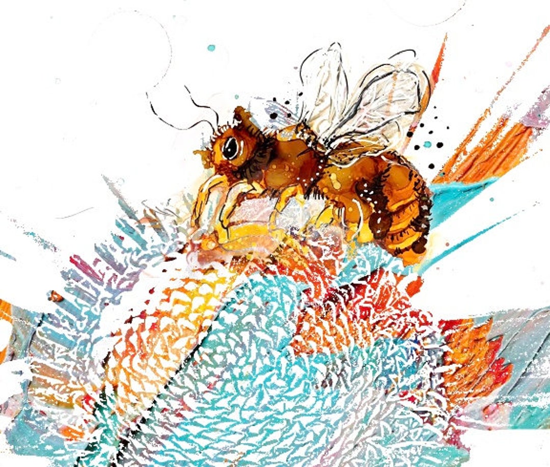 Enchanted Bee Print of Original Alcohol Ink Painting - Etsy UK