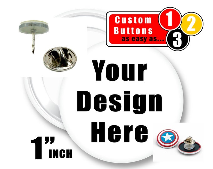 Custom Button Tie Tack, Clothes Pin, Lapel Pin, Thumb Tack, Wedding ...