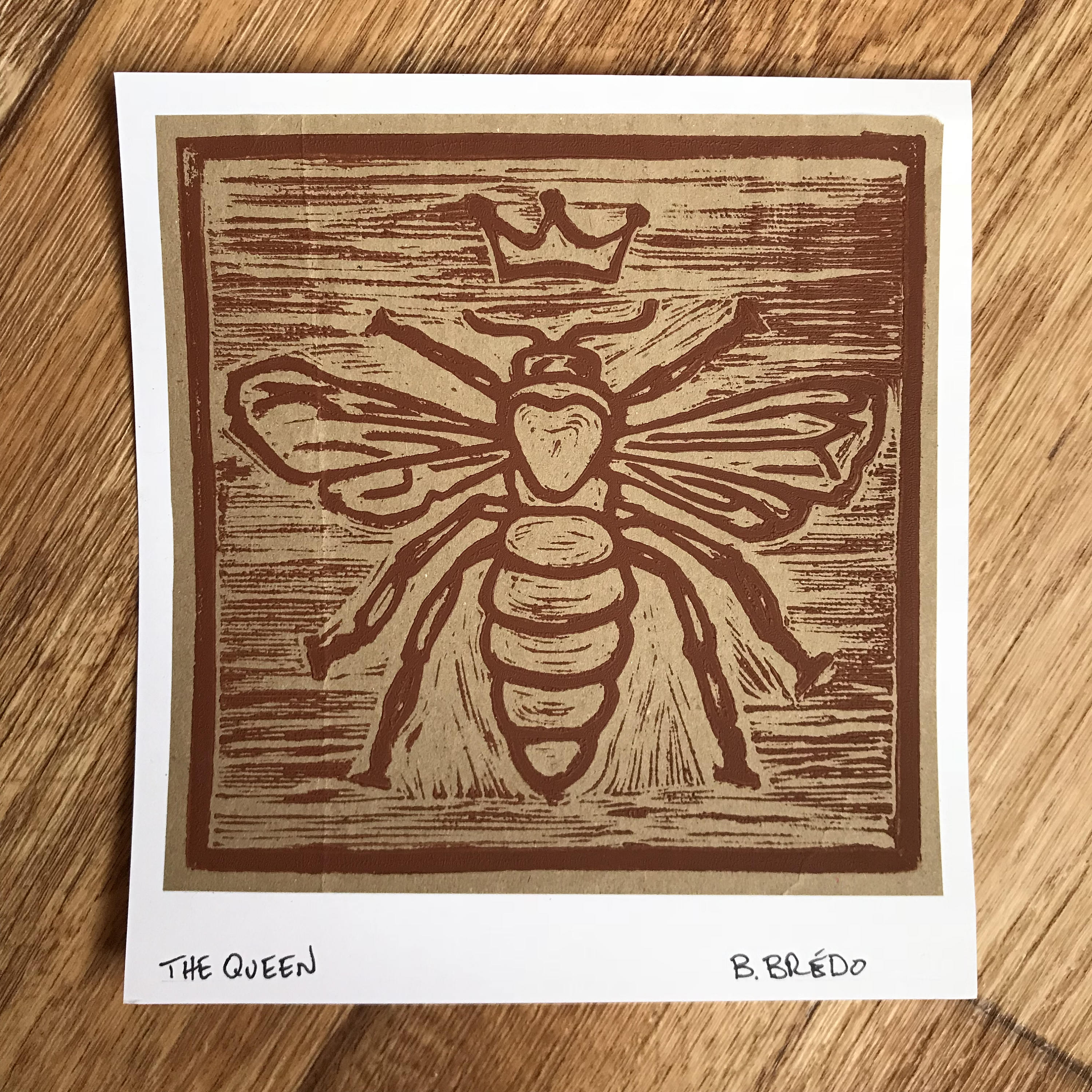 The Queen Honeybee Block Print Ink on Paper - Etsy