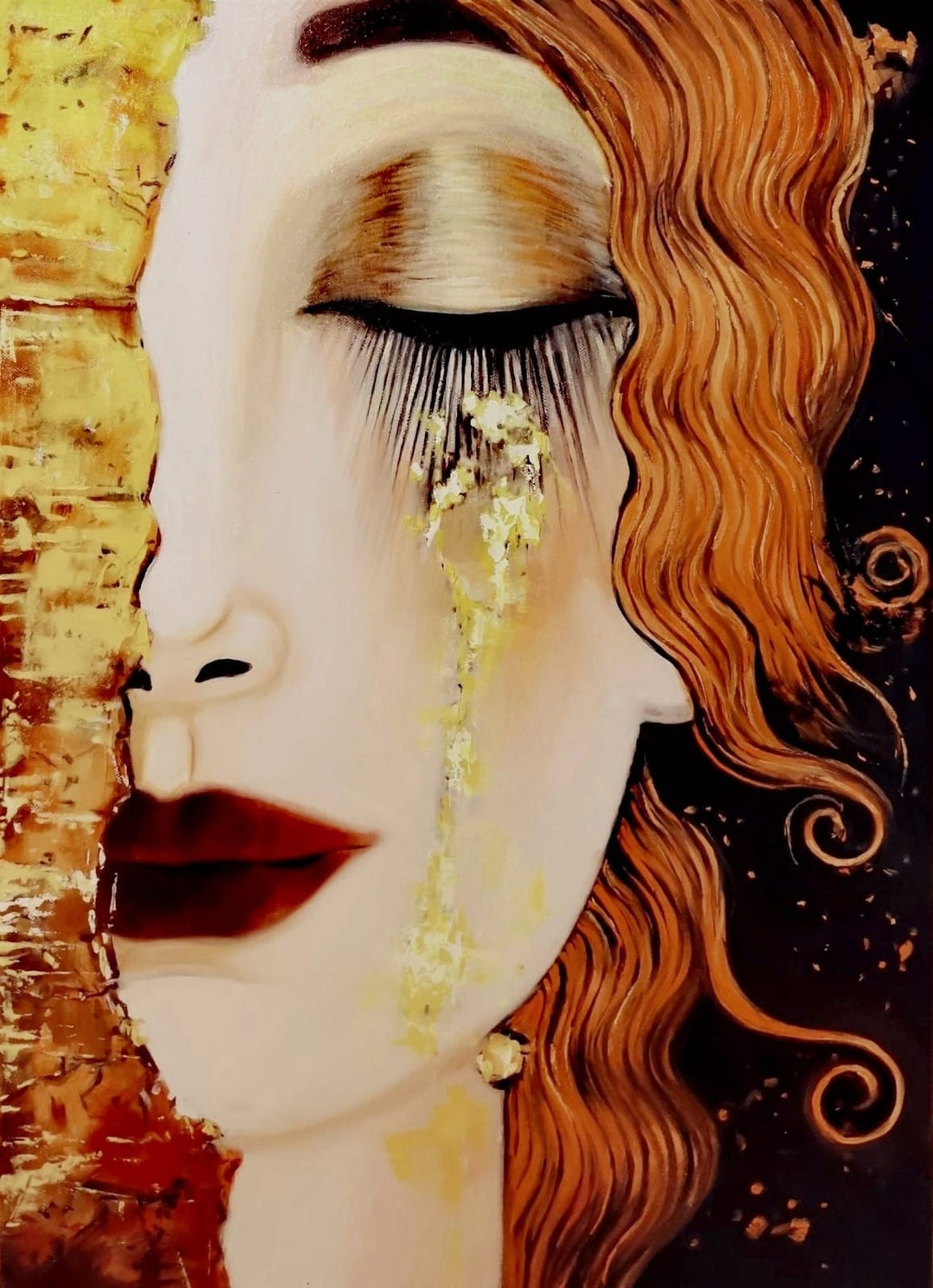 The Golden Tears Handmade Oil Painting Reproduction, Gustav Klimt ...